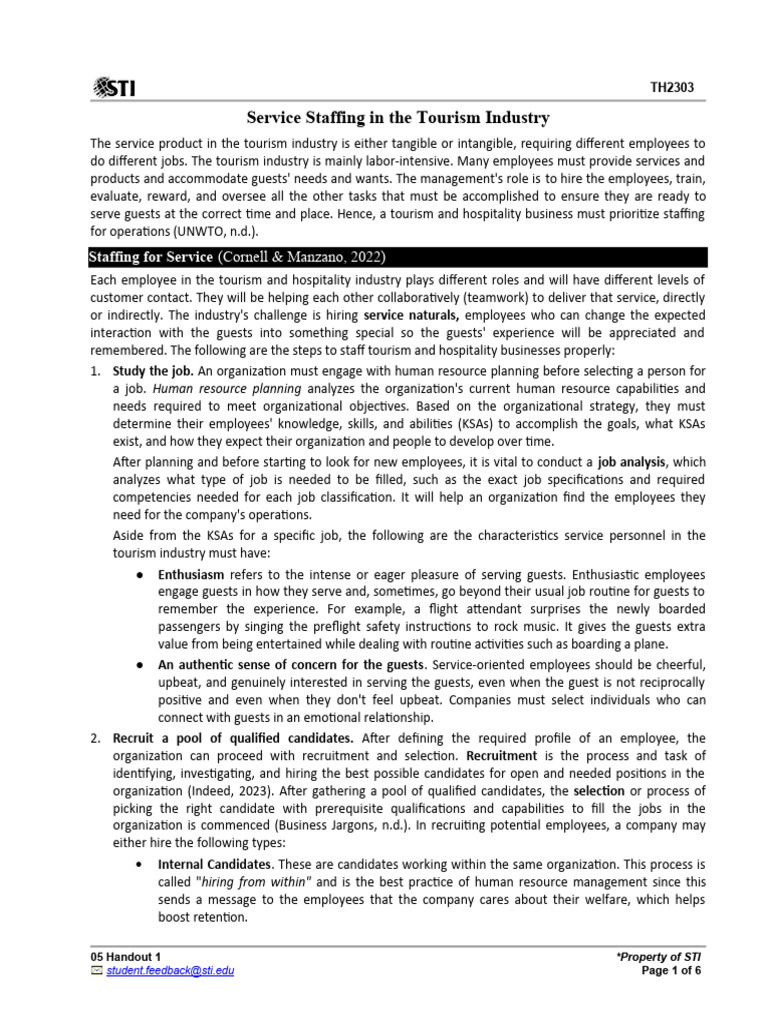 Quality Service Management in Tourism and Hospitality 5 | PDF
