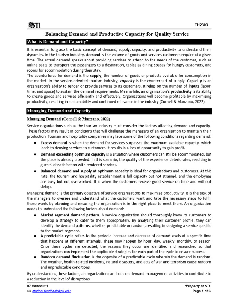 Quality Service Management in Tourism and Hospitality 7 | PDF | Demand ...