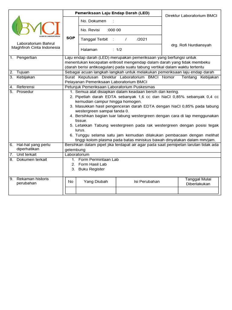 Pemeriksaan Laju Endap Darah (LED) | PDF