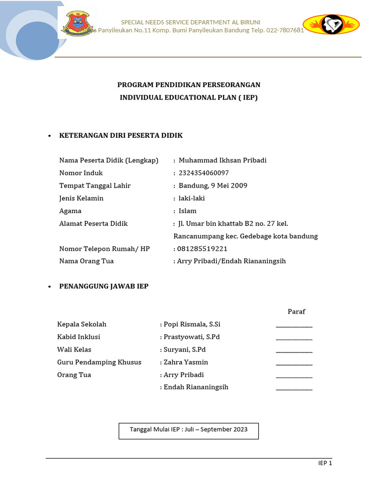IEP M. Ikhsan Juli-September 2023 Salinan | PDF