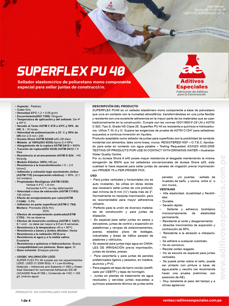 Ht. Superflex Pu 40 | PDF | Ingeniería de Edificación | Materiales