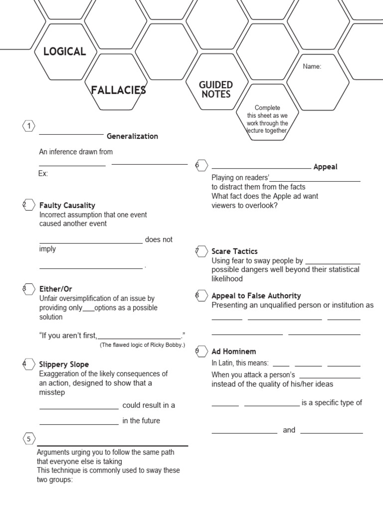 Fallacies-Aactivity-Sheet | PDF | Fallacy | Logic