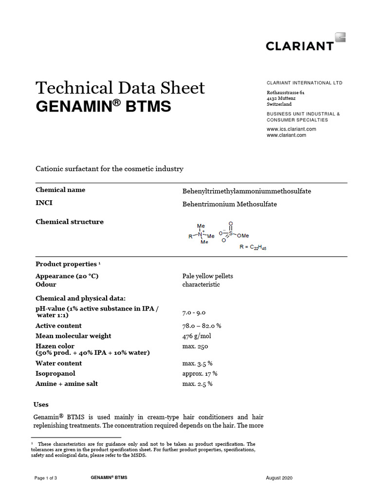 TDS Genamin BTMS English | PDF