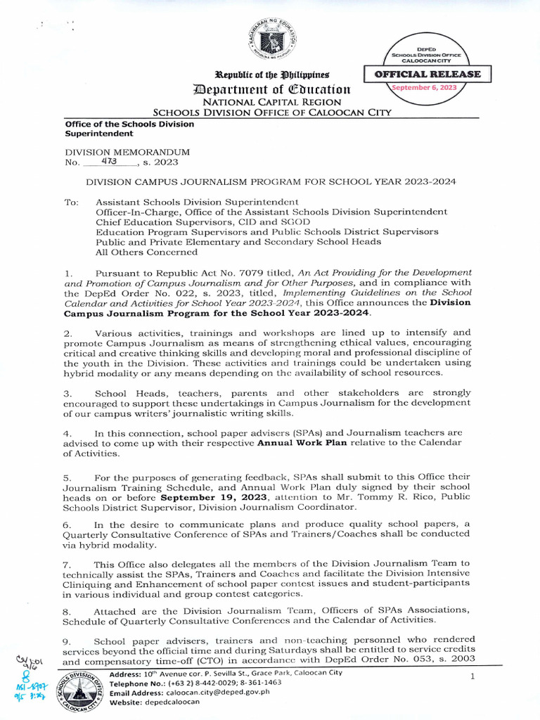 Campus Journalism Program 2023-2024 | PDF