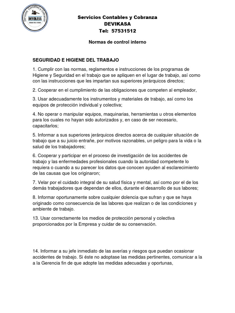 Normas de Control Interno | PDF