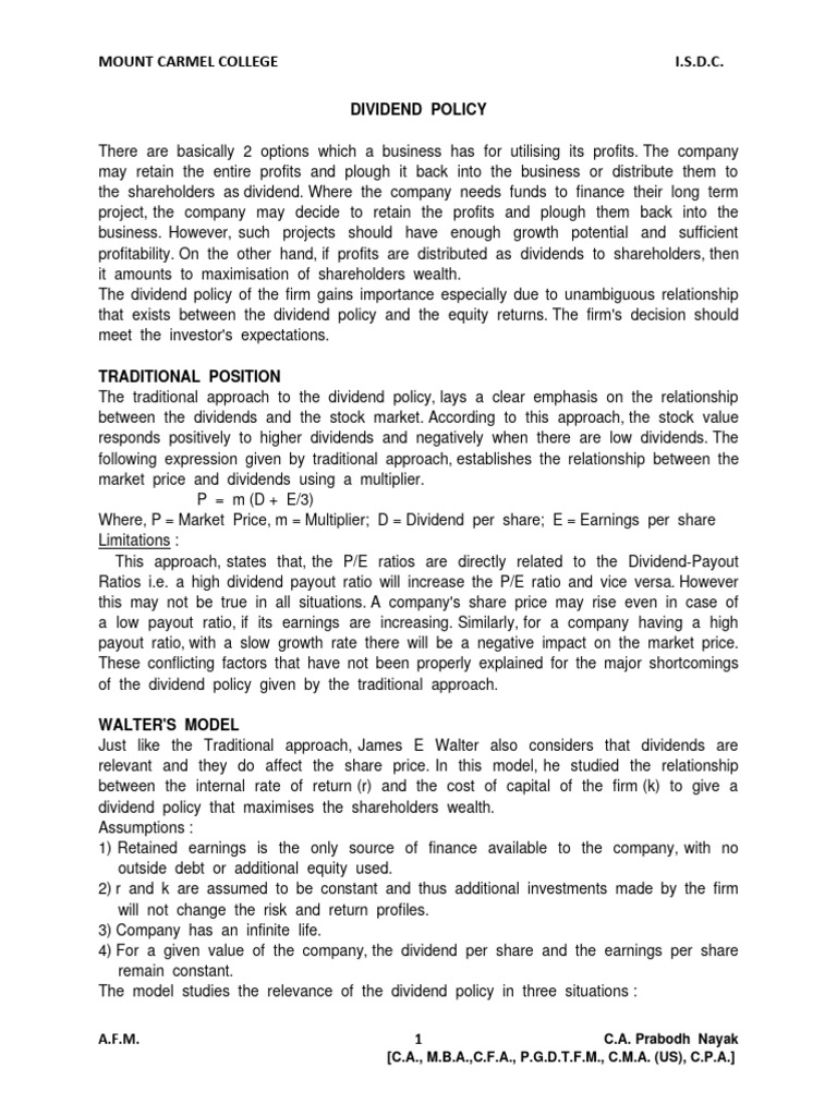 Dividend Policy | PDF | Dividend | Cost Of Capital
