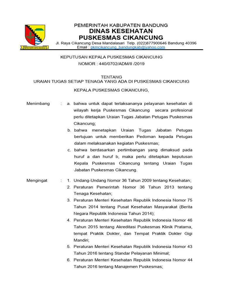 2.2.2.4 - 2.3.2.1 - 2.3.2.2 SK Uraian Tugas Jabatan - Edit | PDF