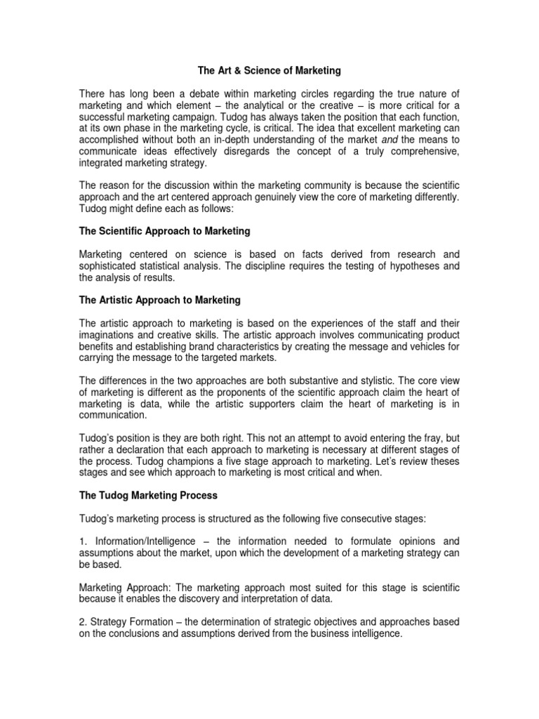 Art and Science of Marketing Explained | PDF | Marketing | Scientific ...
