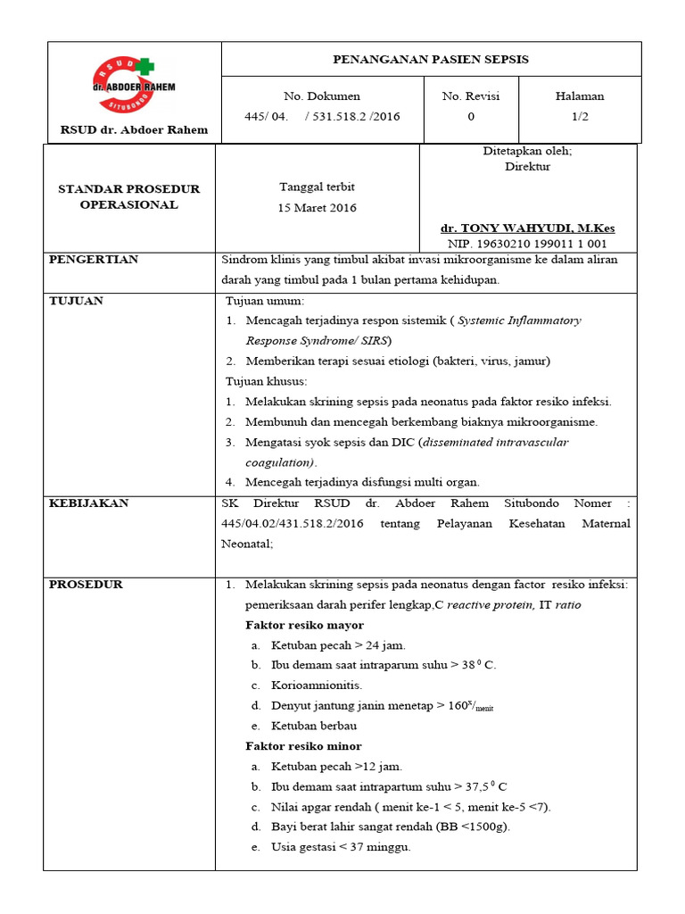 Penanganan Sepsis pada Neonatus RSUD | PDF | Kesehatan Holistik | Sains ...