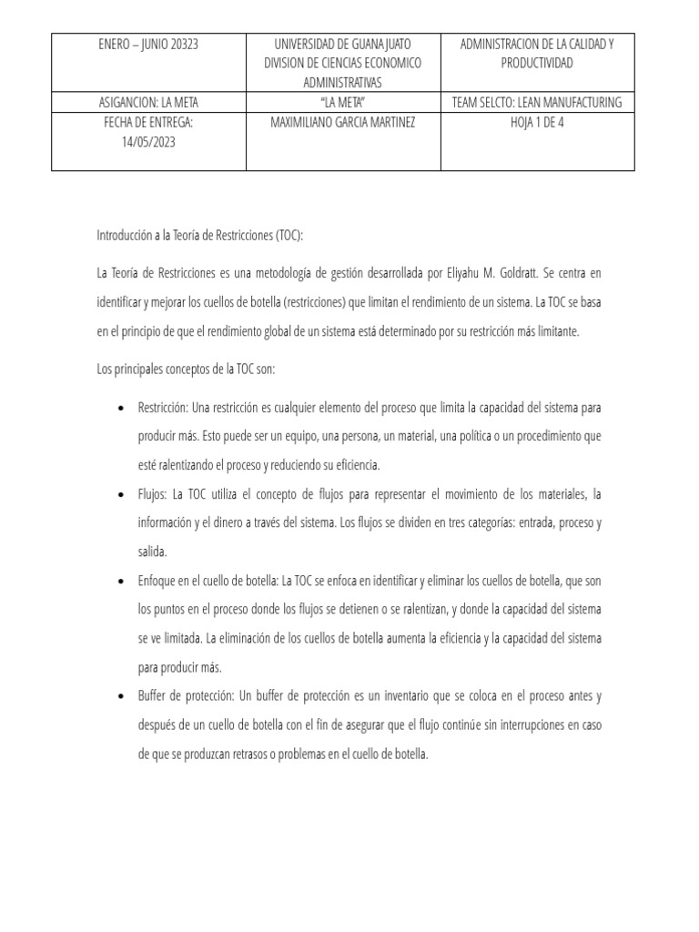 Introducción a La Teoría de Restricciones | PDF | Business | Economias