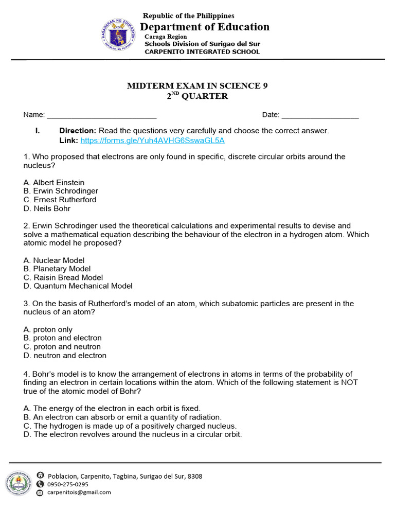 Science 9 - MIDTERM EXAM | PDF