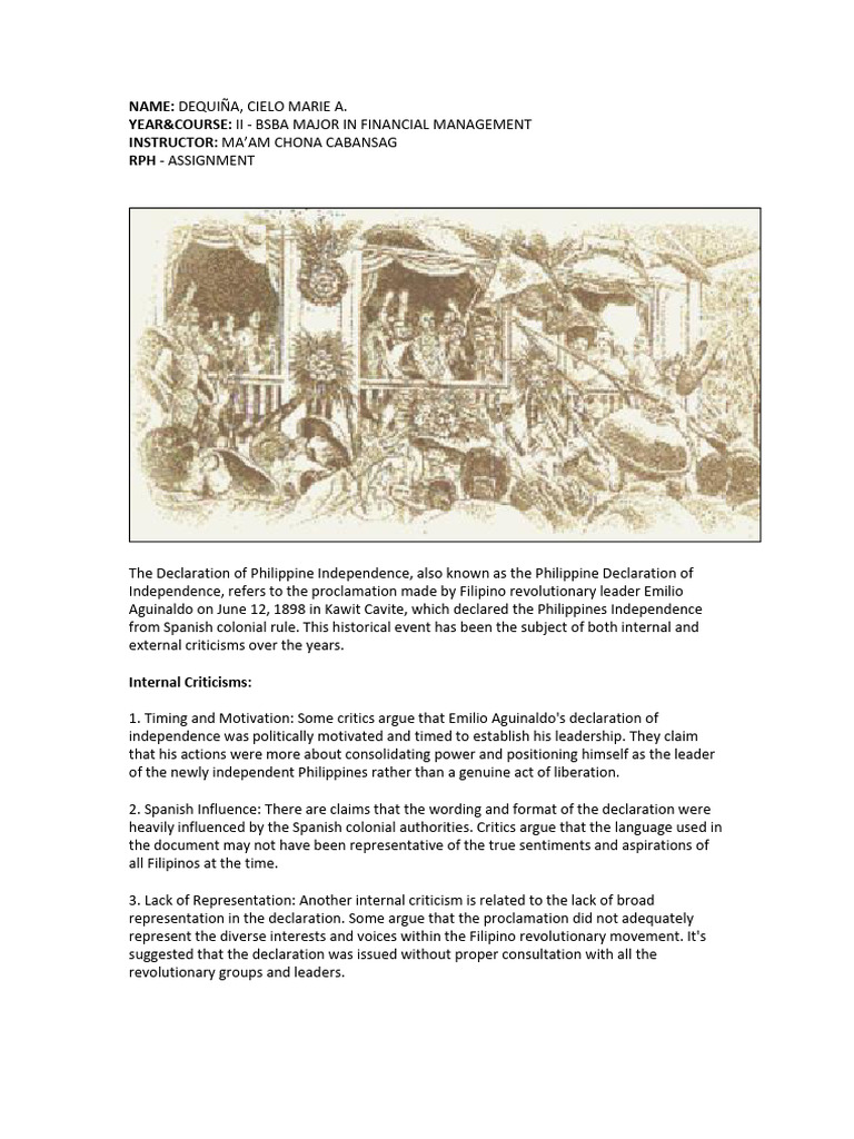 Name: Dequiña, Cielo Marie A. Year&Course: Ii - Bsba Major in Financial Management Instructor ...