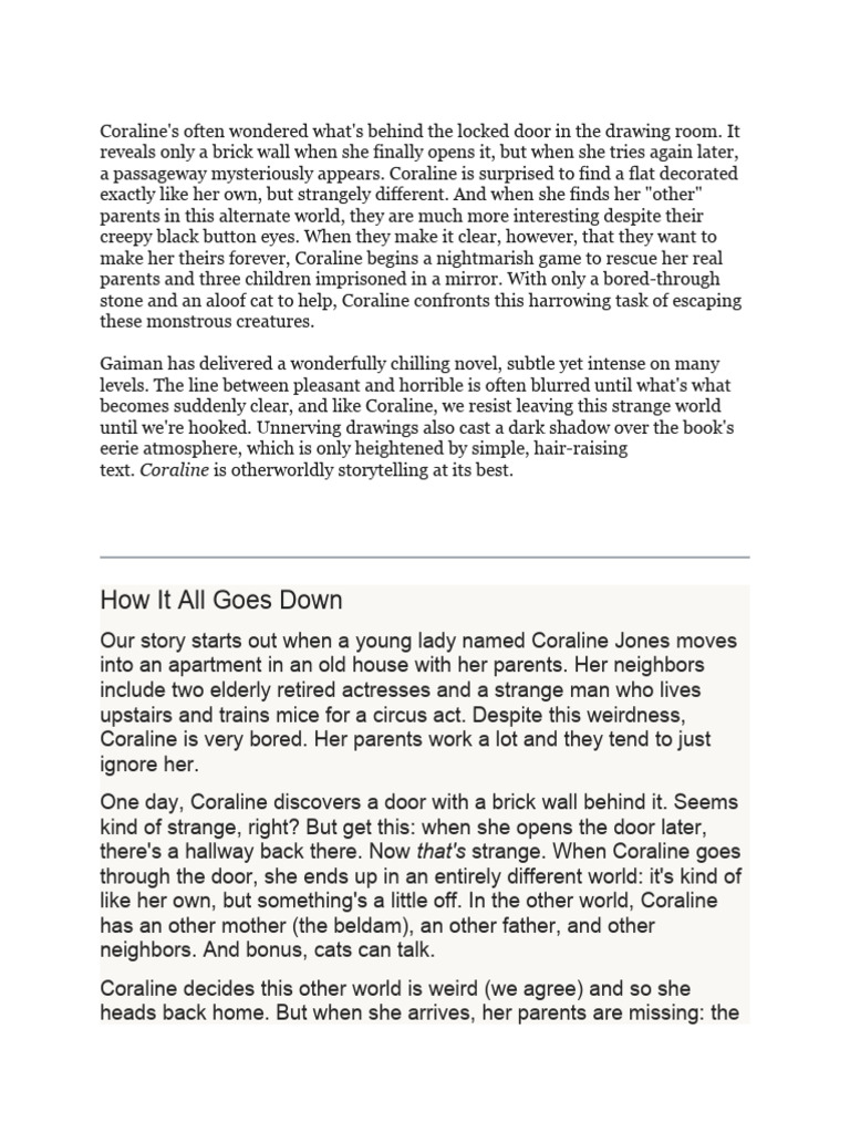 Coraline Summary | PDF