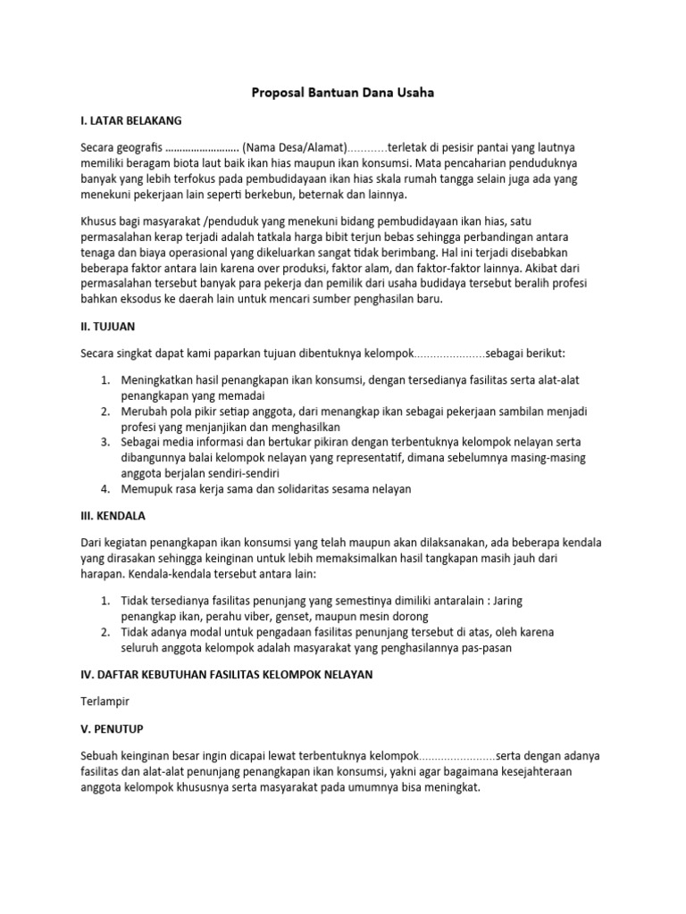 Contoh Proposal Pengajuan Dana Usaha | PDF