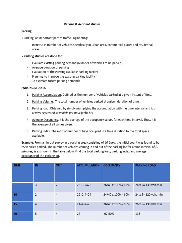 Parking and Accident Studies | PDF | Parking | Traffic
