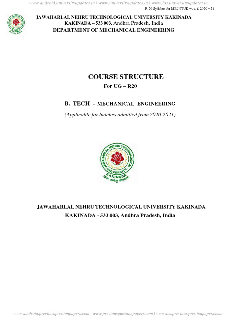 JNTUK B.tech R20 Mech Engg IV Years Syllabus | PDF | Optics | Laser JNTUK B.tech R20 Mech Engg IV Years Syllabus | PDF | Optics | Laser