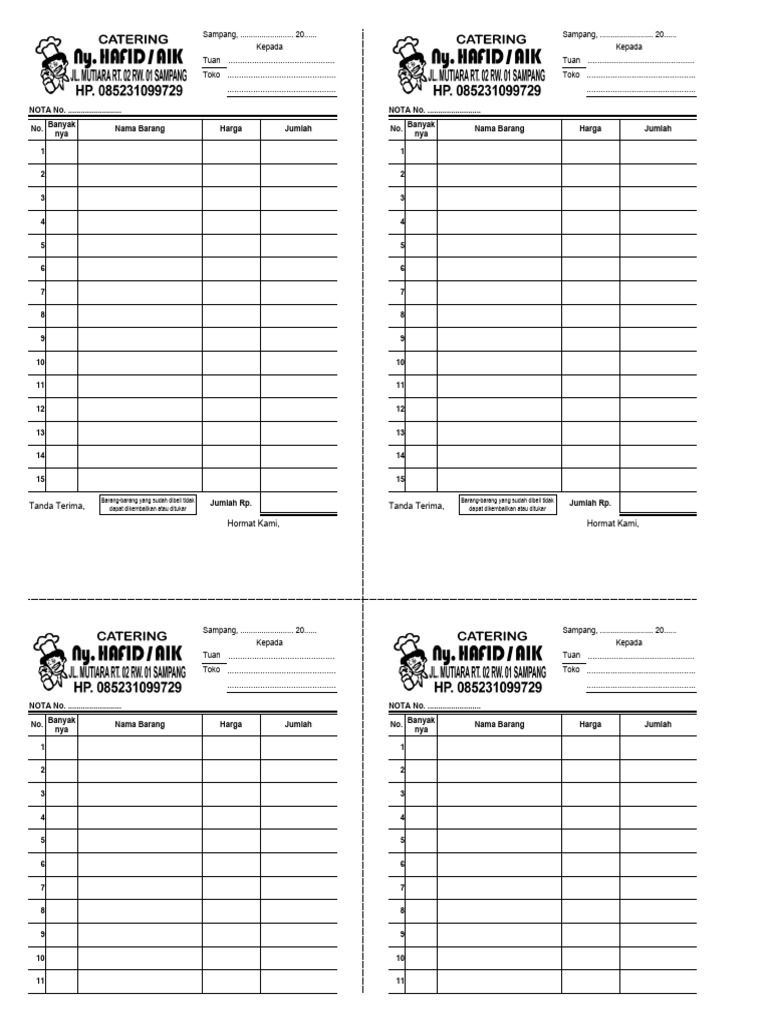 Nota Catering Aik | PDF