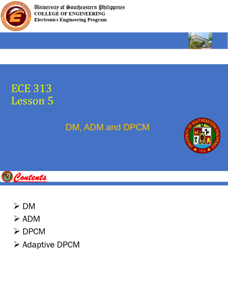 ECE313 Lesson5 DM ADM DPCM ADPCM 1stsem2023-24 | PDF | Electronics | Information And ...