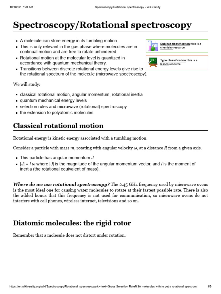 Spectroscopy_Rotational spectroscopy - Wikiversity | PDF | Energy Level ...