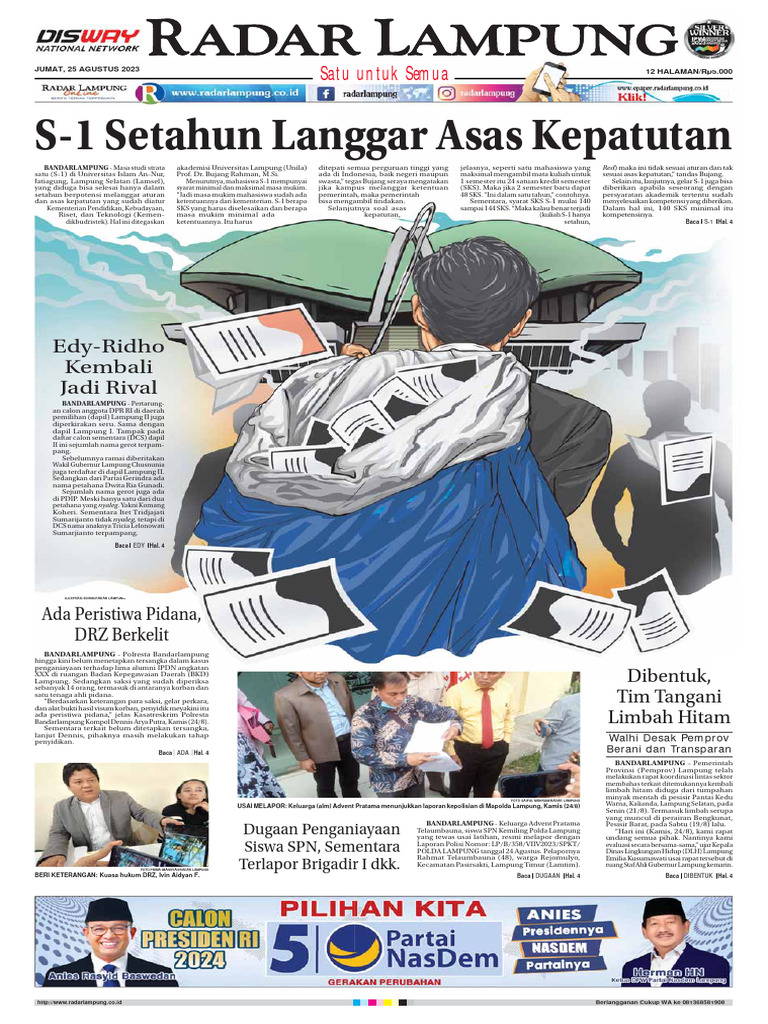 Radar Lampung, 25 Agustus 2023 | PDF