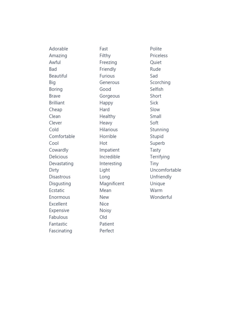 List of Adjectives | PDF