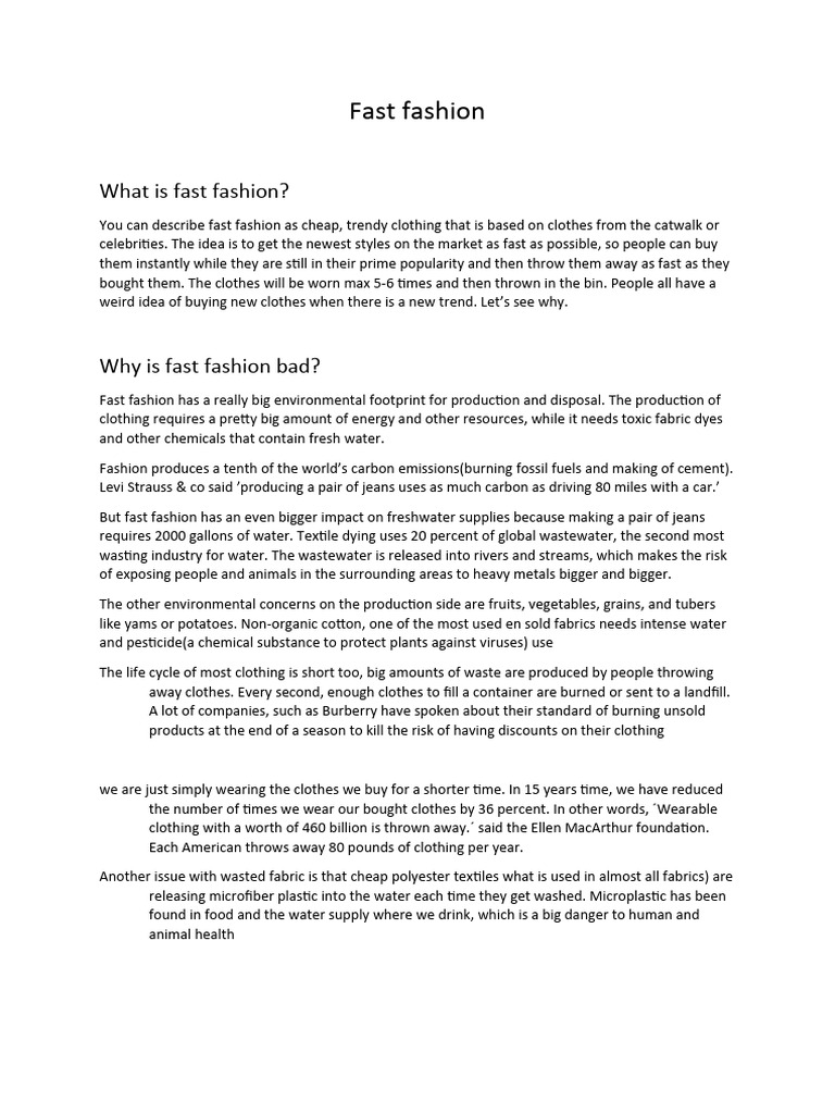 Project 1 Fast Fashion Version 2 | PDF | Textiles | Clothing