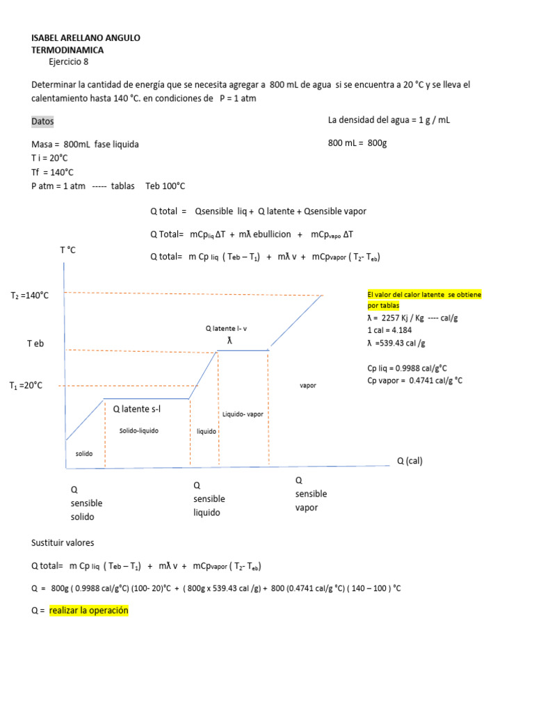 Calor Ejer 8 y Tarea | PDF | Calor | Calor latente