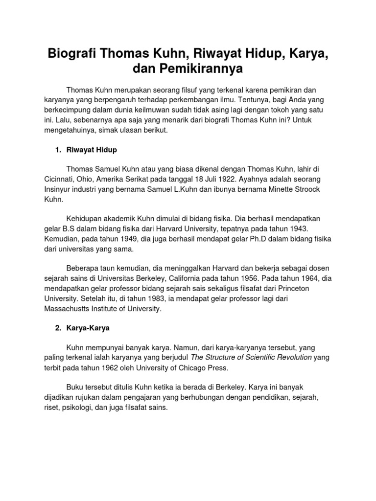 Biografi dan Pemikiran Thomas Kuhn | PDF