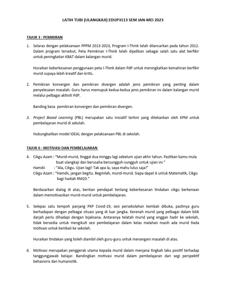 Latih Tubi Edup3113 | PDF