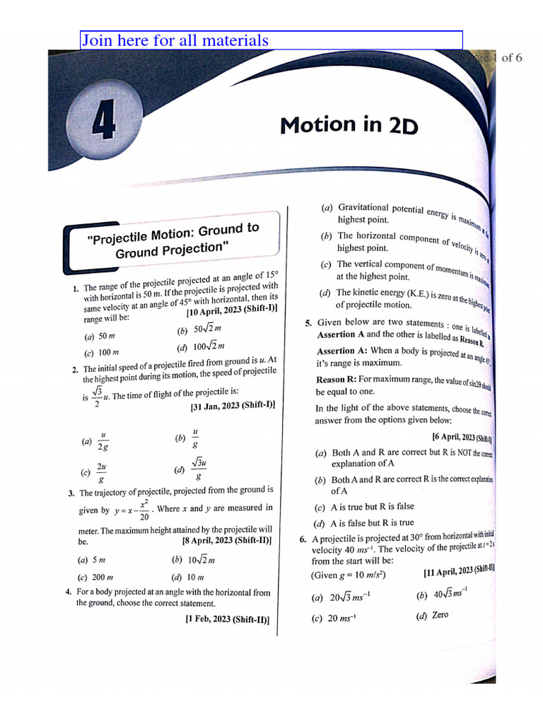 Motion in 2d Physic | PDF