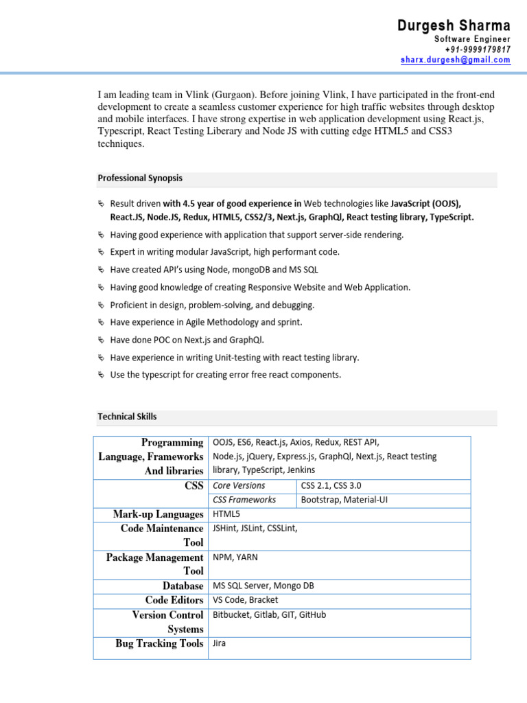 Durgesh Resume 2022 | PDF