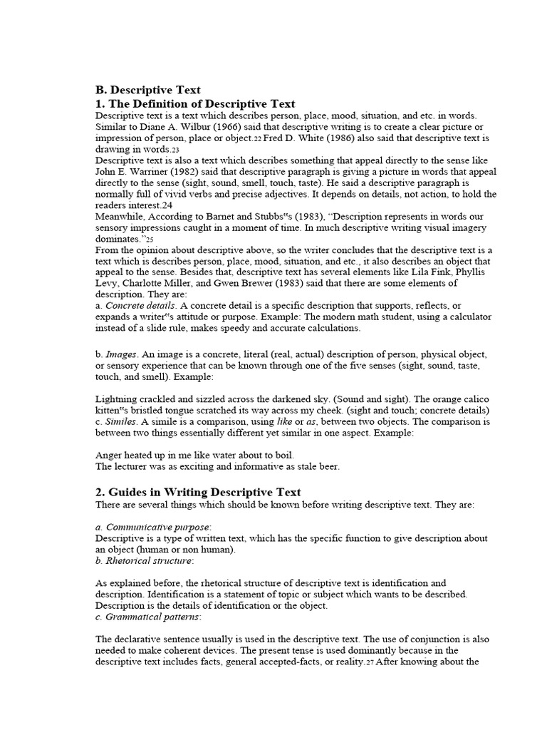 The Purpose of Descriptive Text | PDF | Experience | Senses