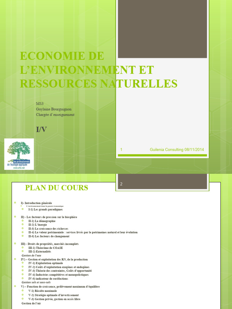 Economie de L'Environnement Et Ressources Naturelles: MS3 Guylaine ...