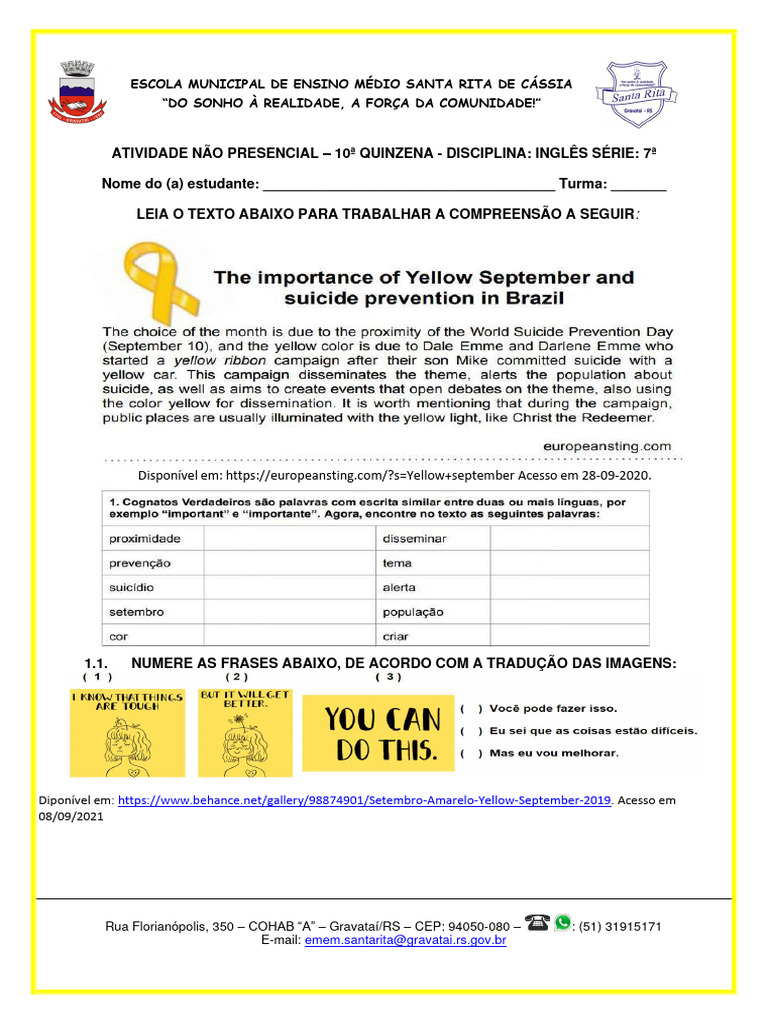 Yellow September in Brazil - Atividades | PDF