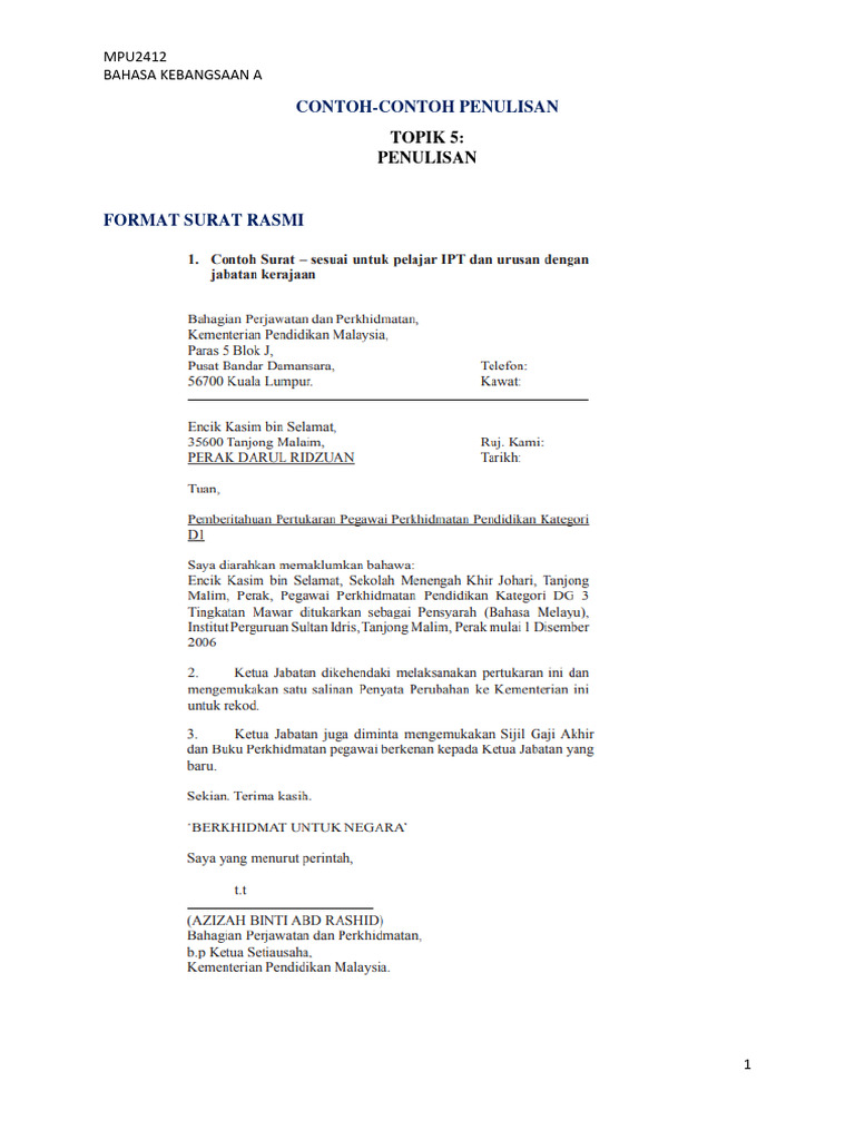 Topik 5 - Contoh Penulisan | PDF