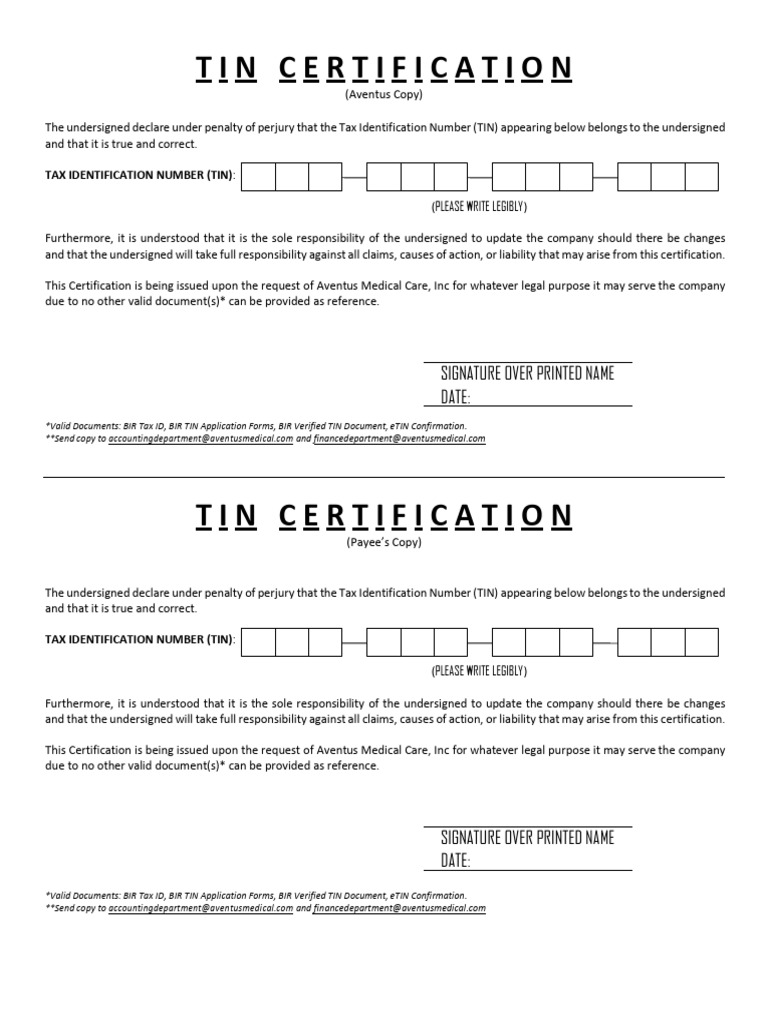 TIN Certification Form | PDF