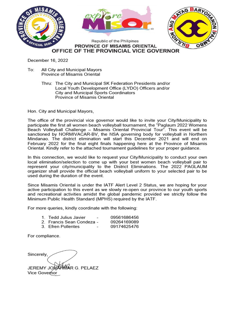 Invitation Letter To Mayors | PDF