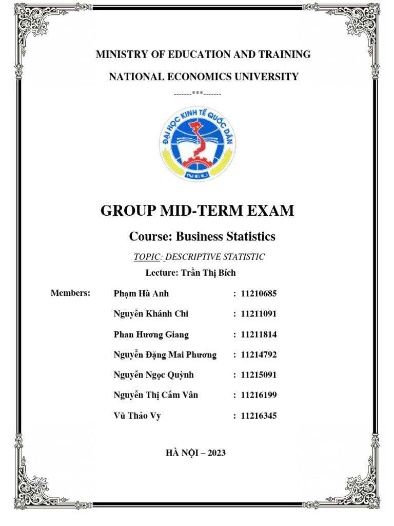 Group 2 - Midterm Exam | PDF | Statistics | Descriptive Statistics