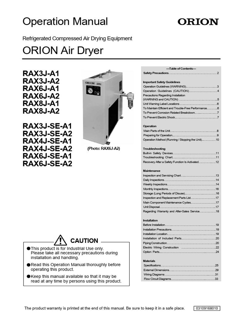 Manual RAX3J SE A1 (En) Orion | PDF