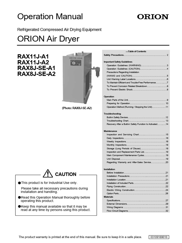 Manual RAX8J SE A1 (En) Orion | PDF
