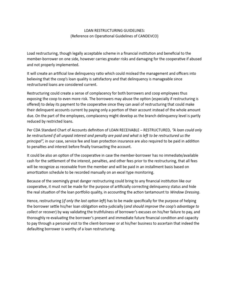 Loan Restructuring Guidelines | PDF | Business
