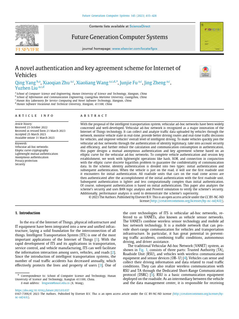 A Novel Authentication and Key Agreement Scheme For Internet of | PDF | Computer Network ...