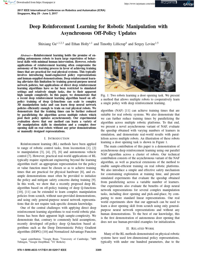 Deep Reinforcement Learning For Robotic Manipulation Withasynchronous