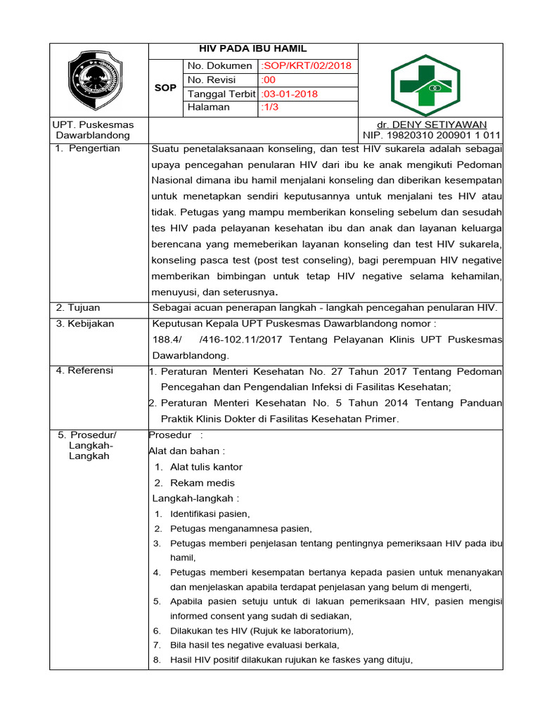 Prosedur Tes HIV untuk Ibu Hamil | PDF