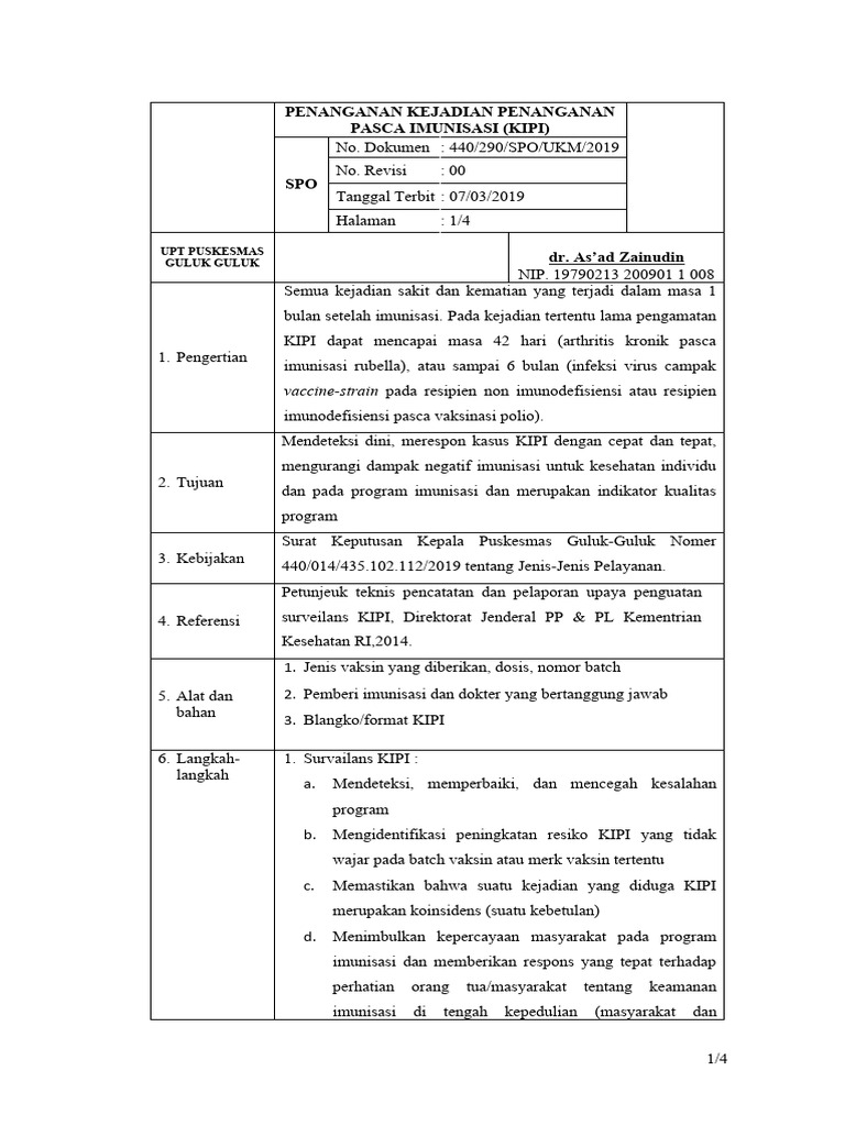 SOP KIPI - Penanganan-Kipi | PDF