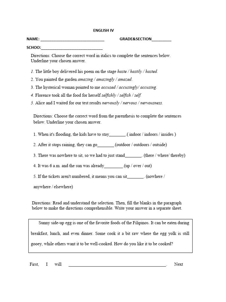 English Iv Assessment Test | PDF | Spider