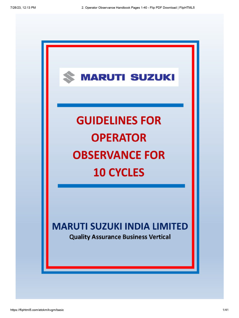 MSIL Operator Observance Handbook | PDF