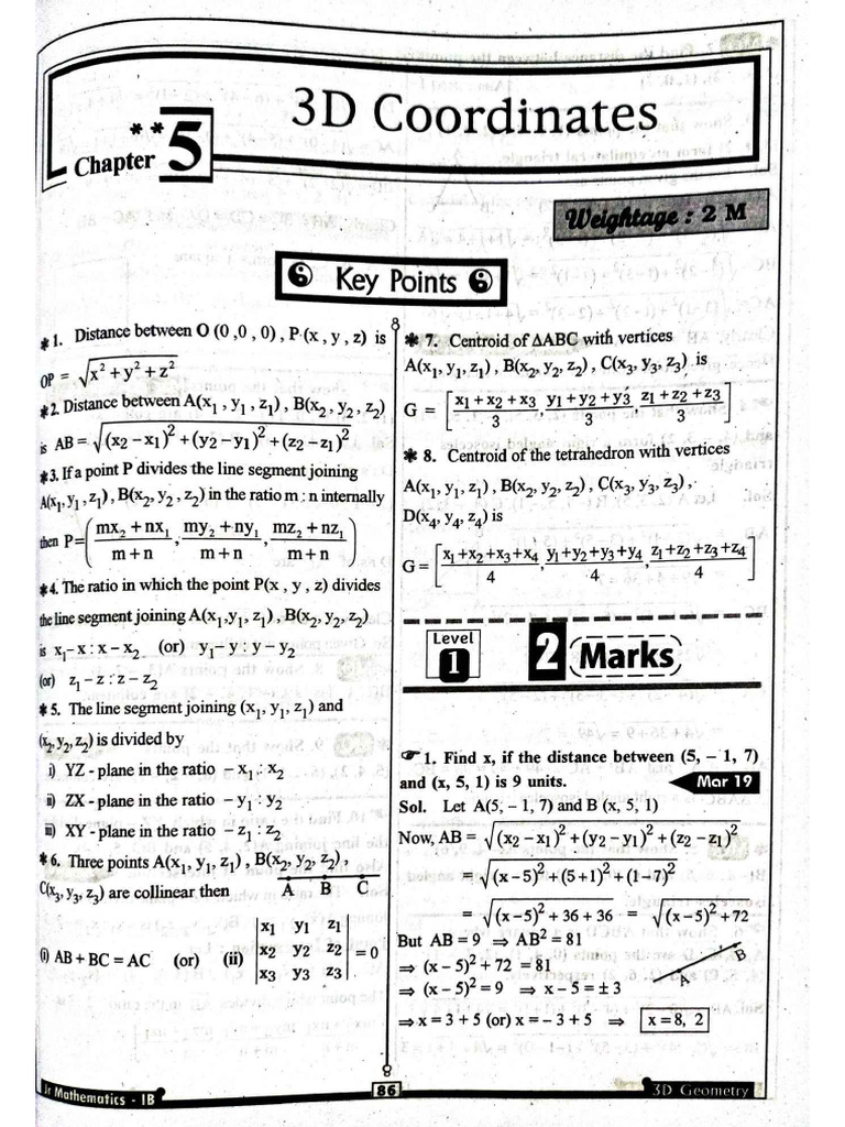 3D Geometry 2 Marks | PDF