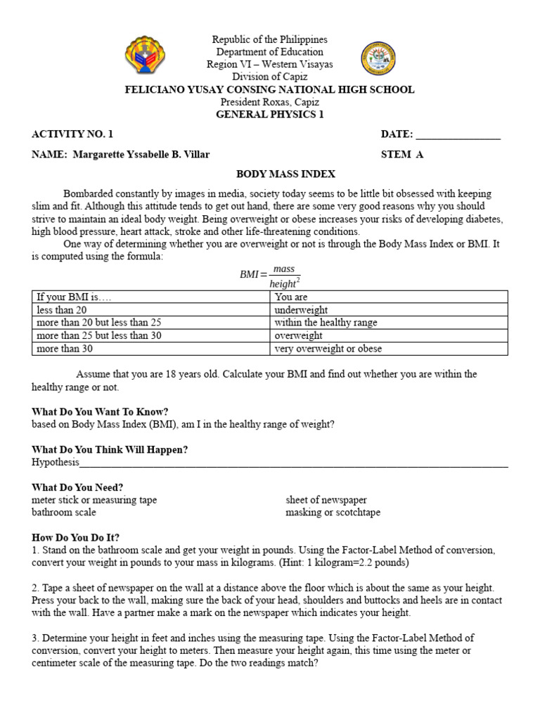 BMI Calculation and Health Assessment | PDF | Body Mass Index | Obesity