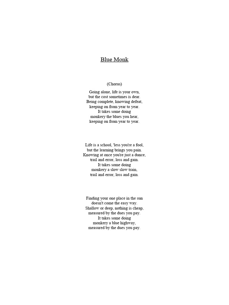 Blue Monk (Lyrics) | PDF